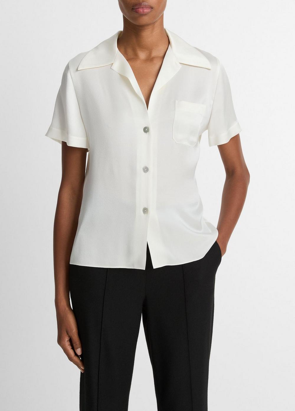 VINCE Vince Silk Short-Sleeve Shirt